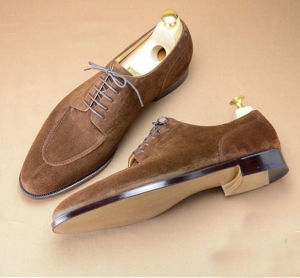 Handmade Men Split Toe Brown Suede Looking Lace Up Shoes on Luulla